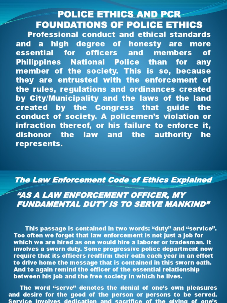 Police Ethics | PDF | Police Officer | Crime & Violence