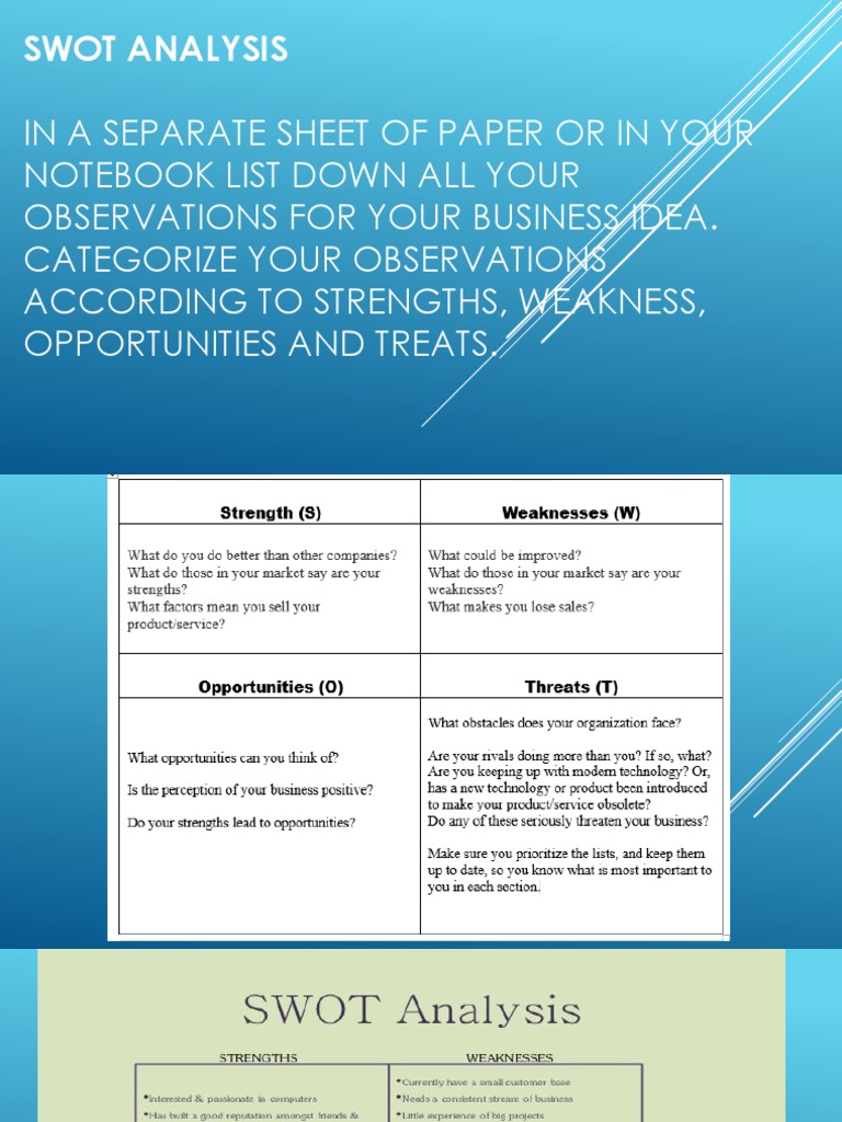 SWOT Analysis Guide for Business | PDF | Business | Finance & Money ...