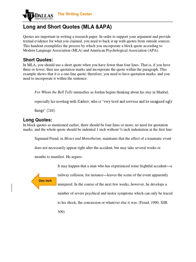 Mla Block Quotation Example