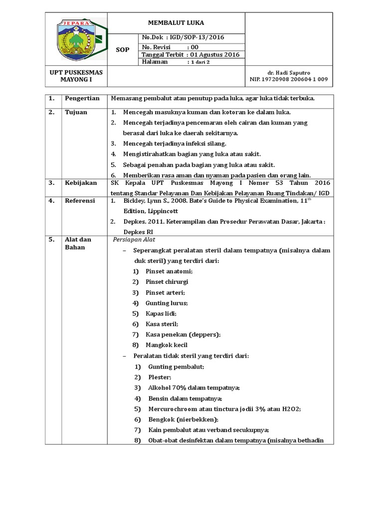 Sop Membalut Luka | PDF