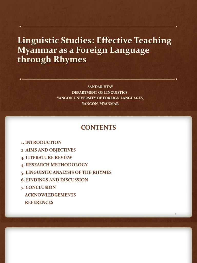 Linguistic Studies: Effective Teaching Myanmar As A Foreign Language ...