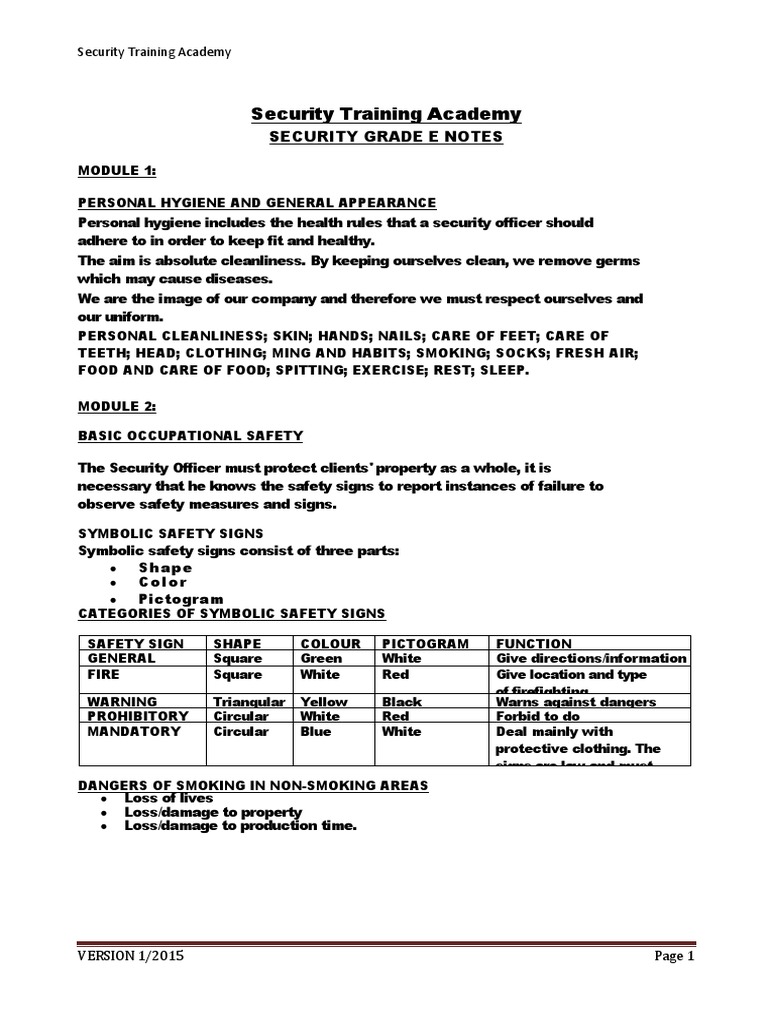 Grade E Book | Arrest | Security Guard