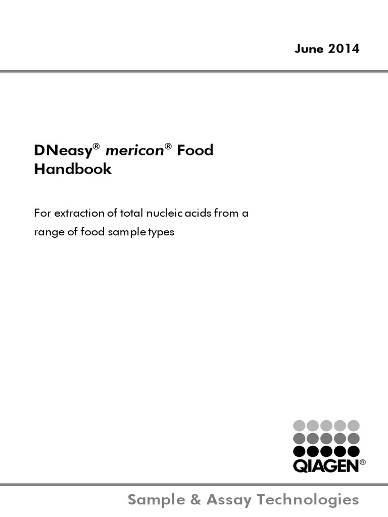 DNeasy® Mericon® Food Handbook | PDF | Qiagen | Precipitation (Chemistry)