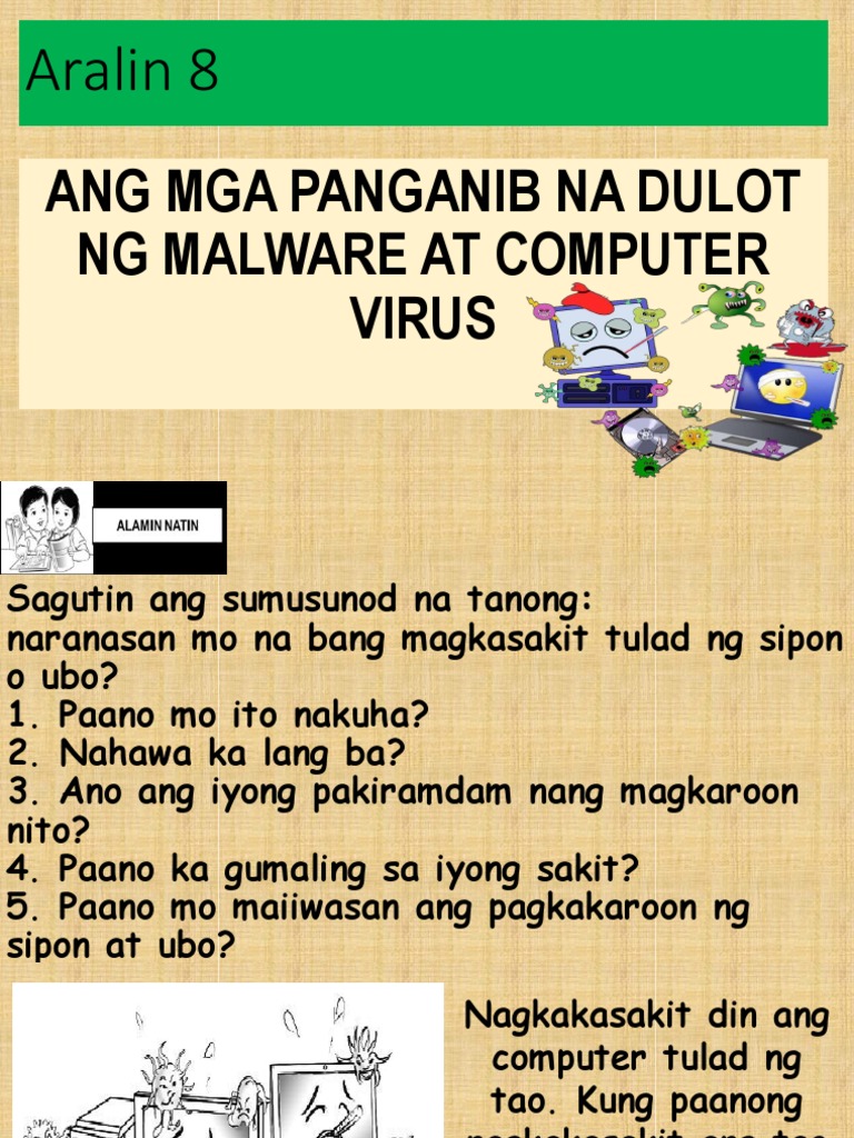Lesson 2 Epp 4 Aralin 8 Mga Panganib Na Dulot NG Malware at Computer Virus | PDF