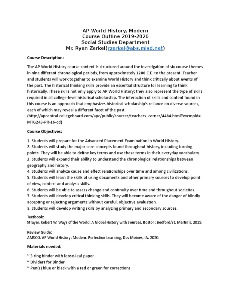 ap world history course outline | World History | Homework