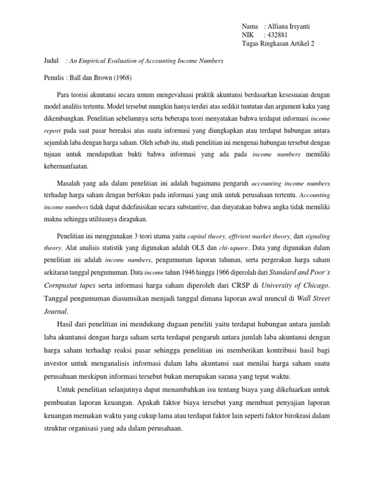 Ringkasan Artikel 2 (Ball&Brown1968) | PDF