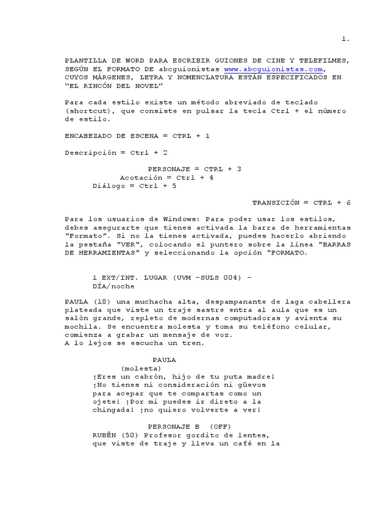 Plantilla Guión Cinematográfico | PDF