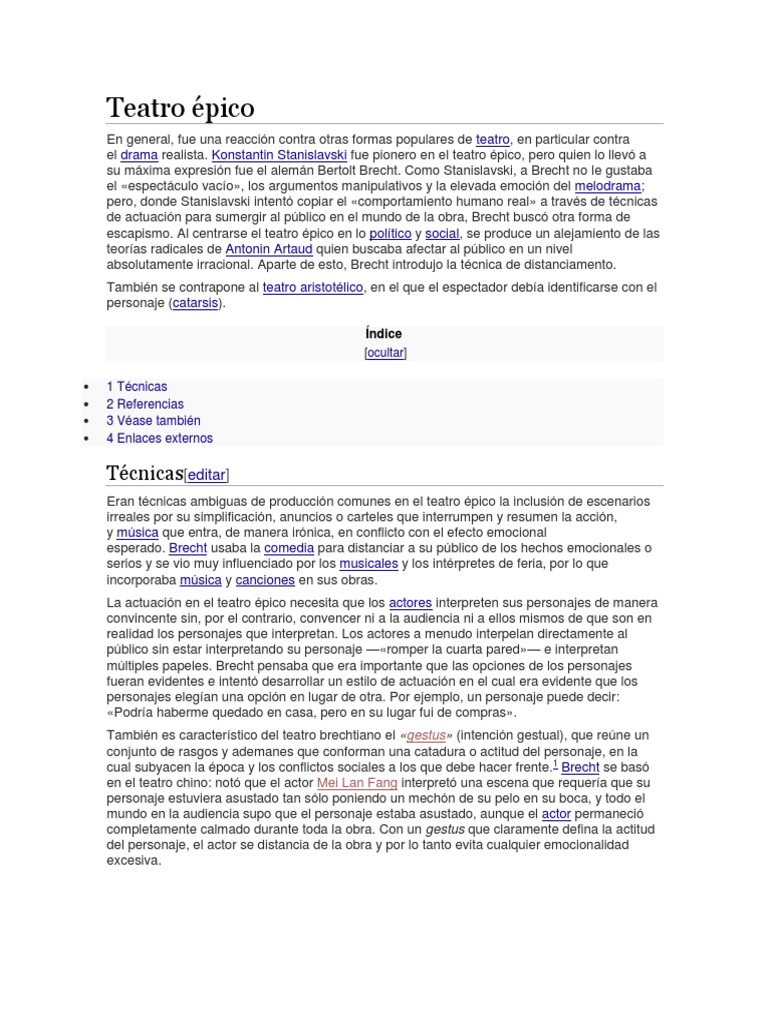 Teatro épico: Brecht y sus características | PDF | Teatro ...