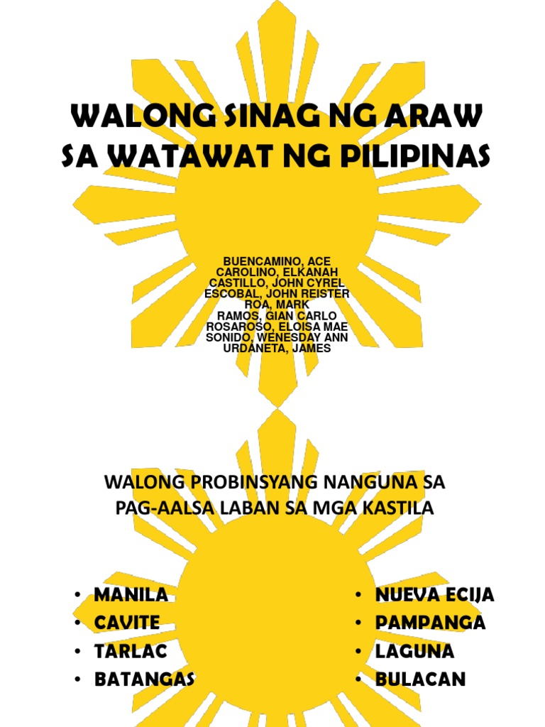 Walong Sinag NG Araw Sa Watawat NG Pilipinas | PDF