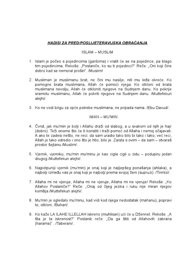 Hadisi Za Pred | PDF