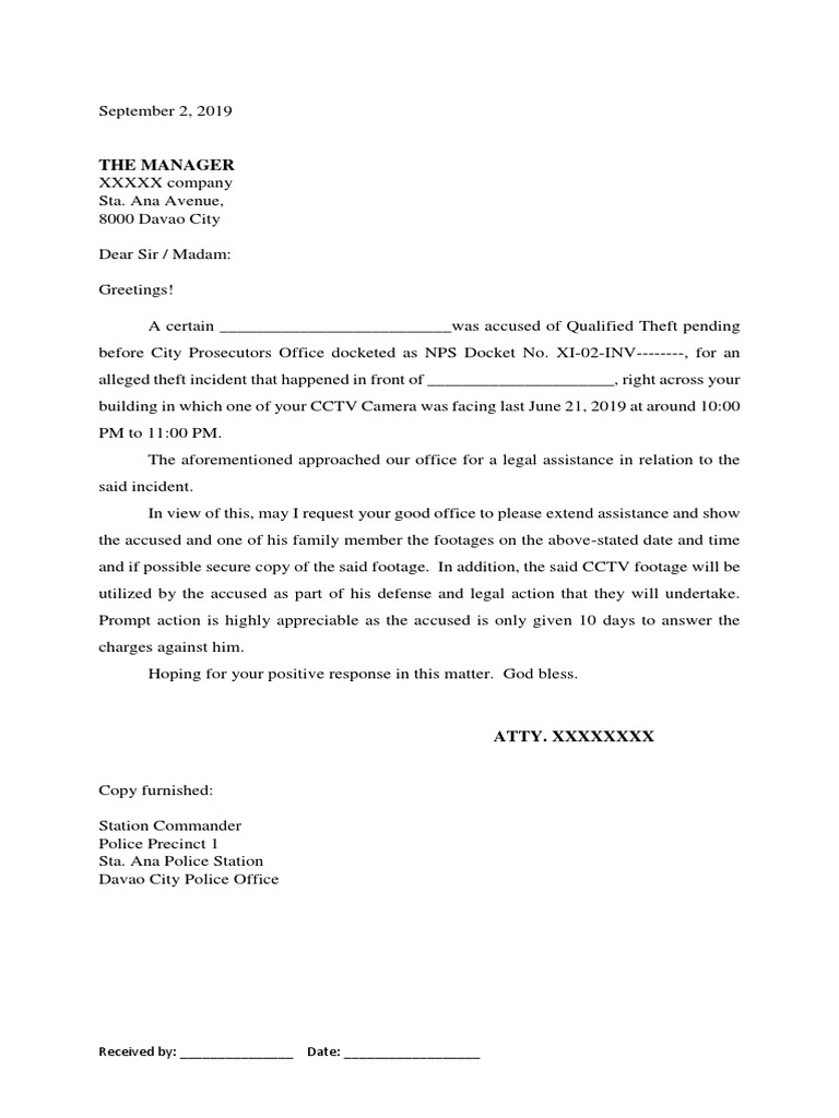 Letter Request CCTV - Company | PDF