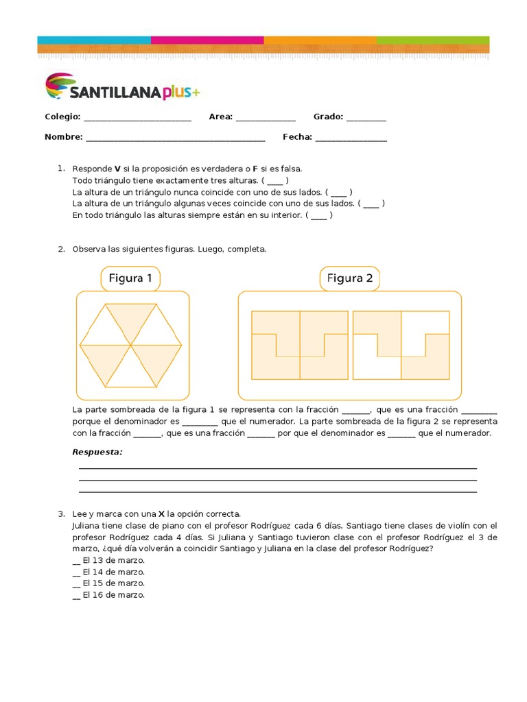 Evaluacion Matematicas p3 | PDF | Fracción (Matemáticas) | Triángulo