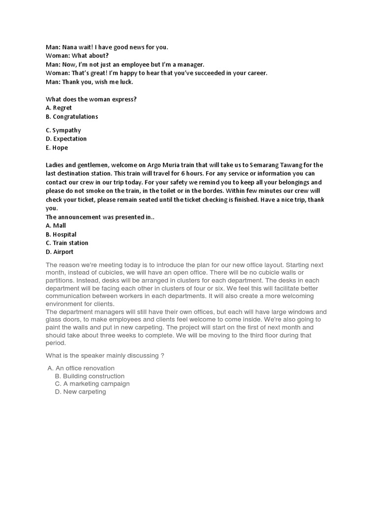 Soal Lecture Listening Test | PDF