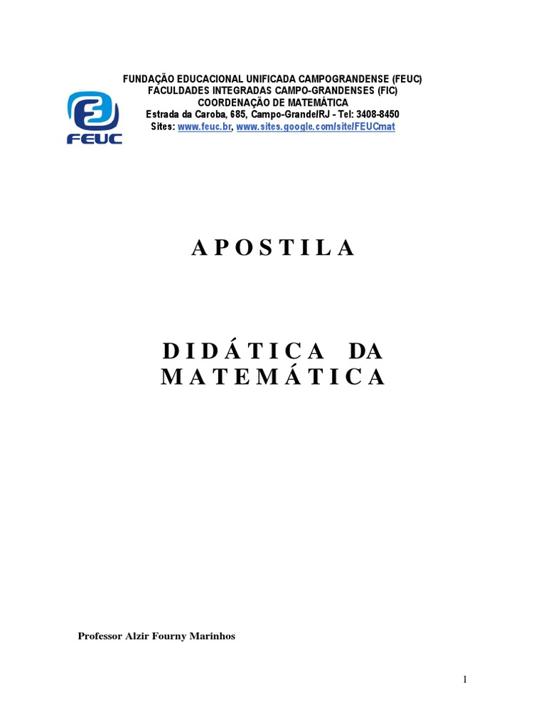 Apostila de Didatica Da Matematica PDF | PDF | Obesidade | Equações