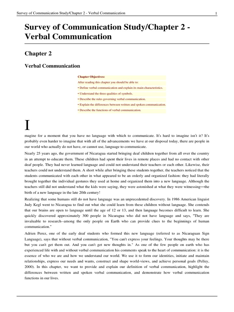 Survey of Communication Study/Chapter 2 - Verbal Communication | PDF | Semantics | Communication