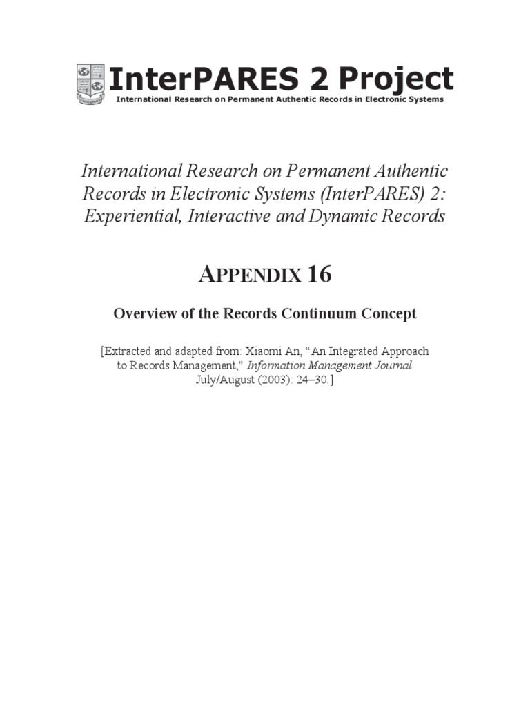Overview of The Records Continuum Concept | PDF | Records Management ...