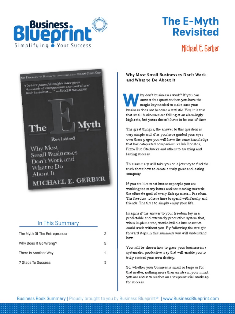Business Blueprint The E Myth Revisited | PDF | Sales | Business