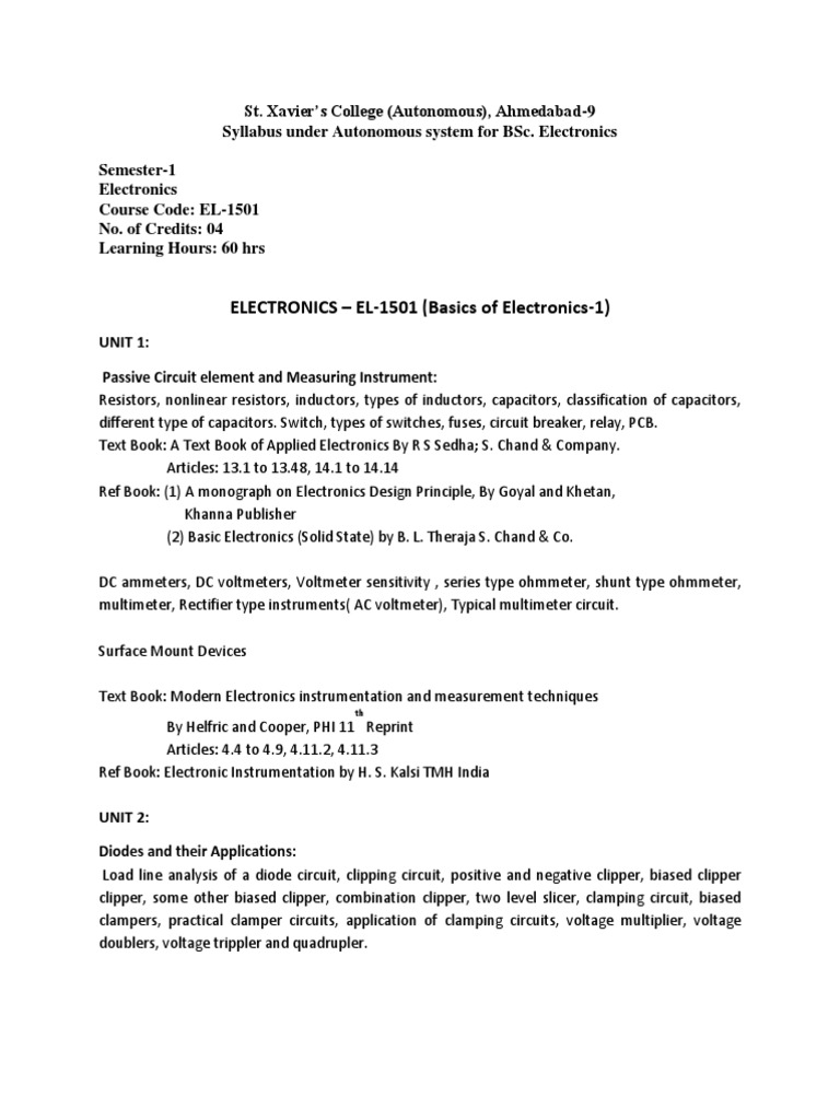 BSC Electronics Syllabus | PDF | Field Effect Transistor | Amplifier