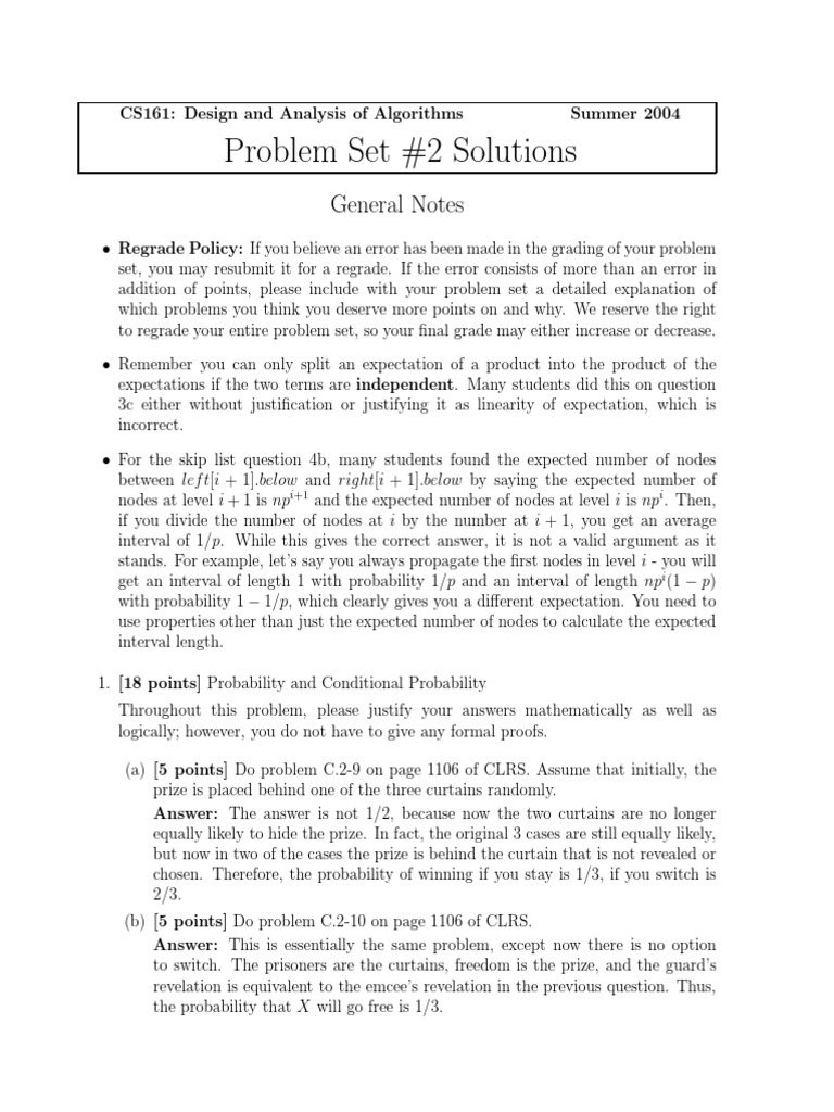 Problem Set #2 Solutions: General Notes | PDF | Time Complexity ...