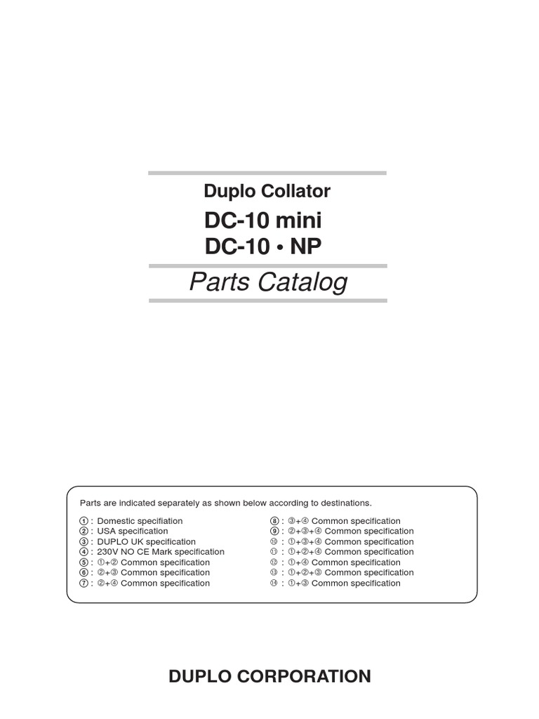 Duplo Collator Parts Catalog | PDF | Electromagnetism | Manufactured Goods