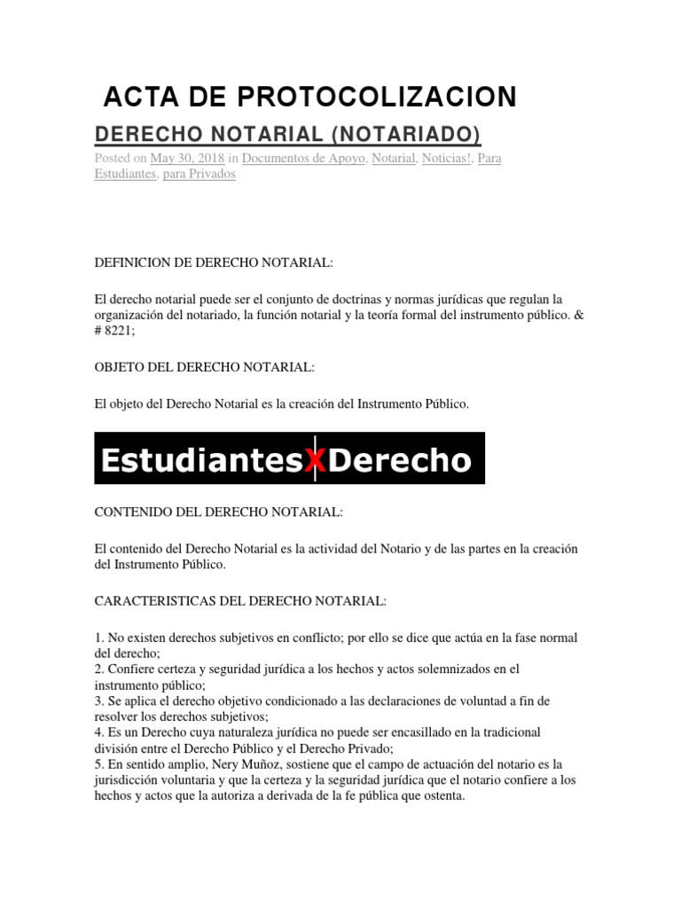 Acta de Protocolizacion | Instrumento jurídico | Justicia