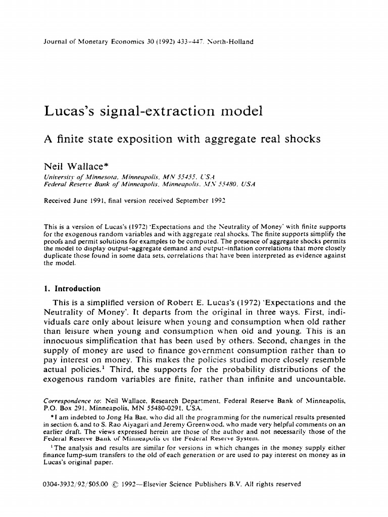 Lucas's Signal-Extraction Model: A Finite State Exposition With ...
