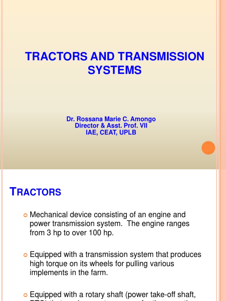 Tractors and Transmission Systems Explained | PDF | Tractor ...
