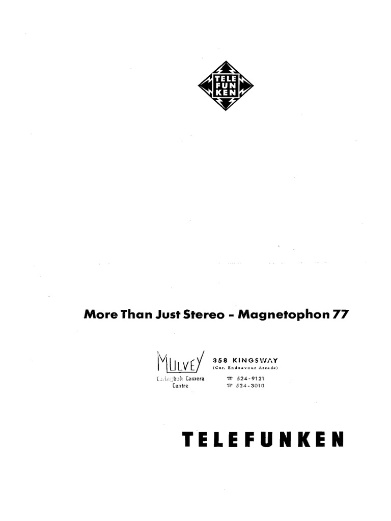 Telefunken Magnetofon 77 Owners Manual | PDF
