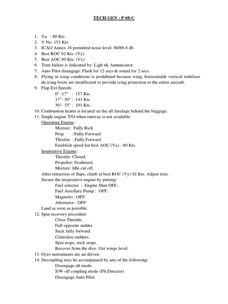 Tech Gen: P 68-C | PDF | Aircraft Flight Control System | Flap ...