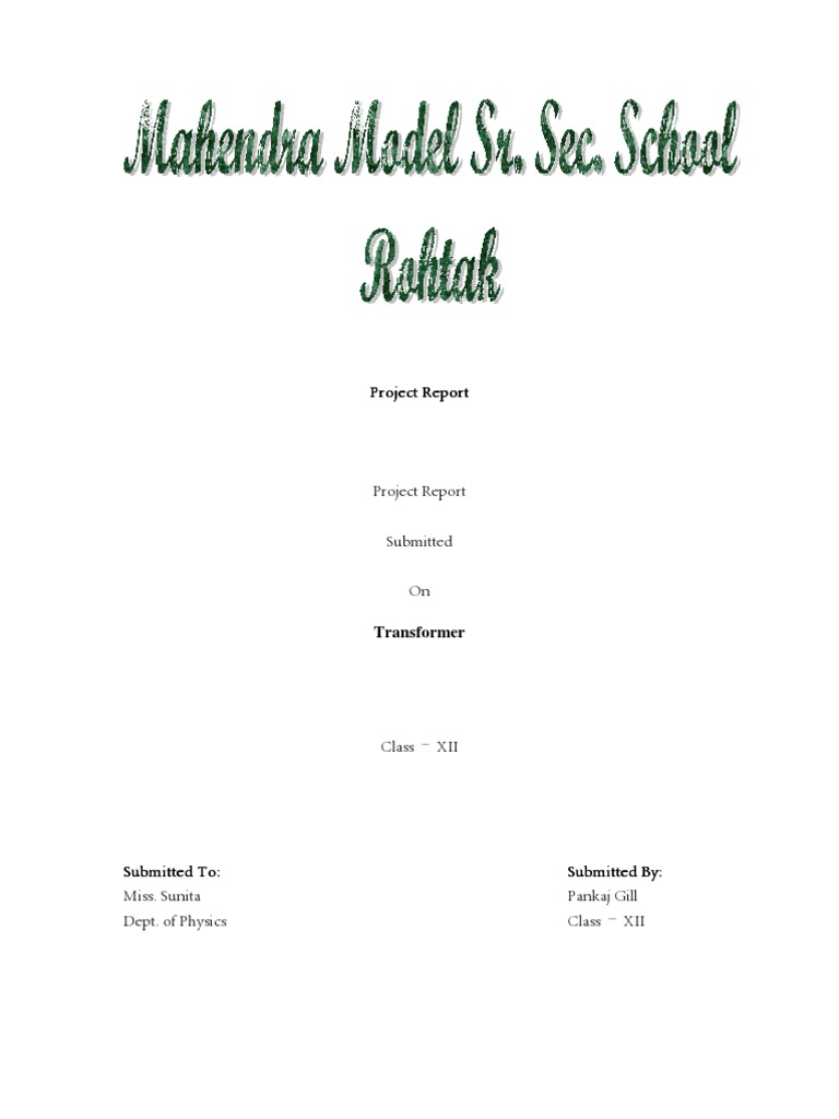 Transformer Project Report Class XII | PDF | Transformer | Inductor