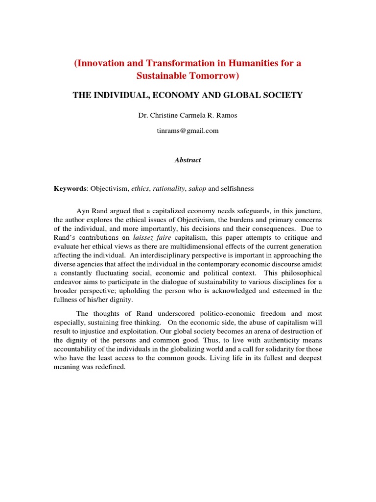 Objectivism and Individual Ethics | PDF | Objectivism (Ayn Rand ...