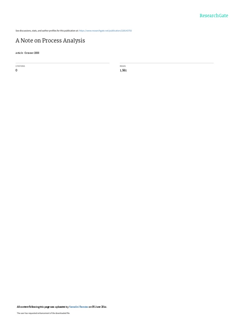 A Note On Process Analysis: October 2008 | PDF | Time | Resource