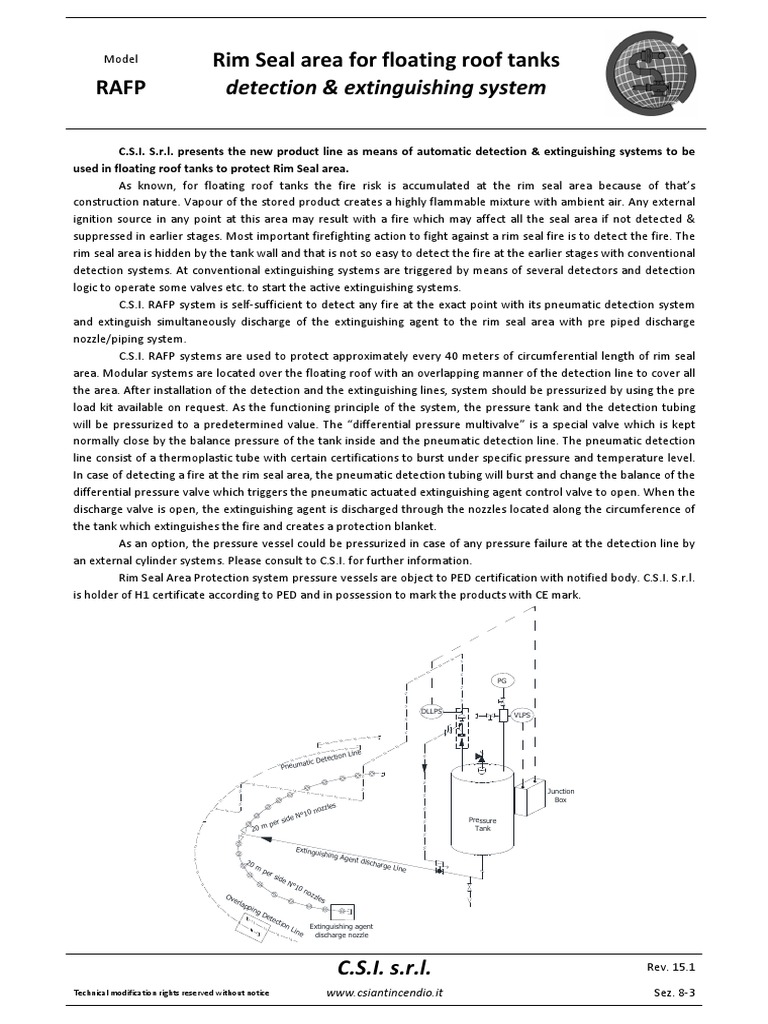 Rim Seal Area For Floating Roof Tanks Rafp: Detection & Extinguishing ...