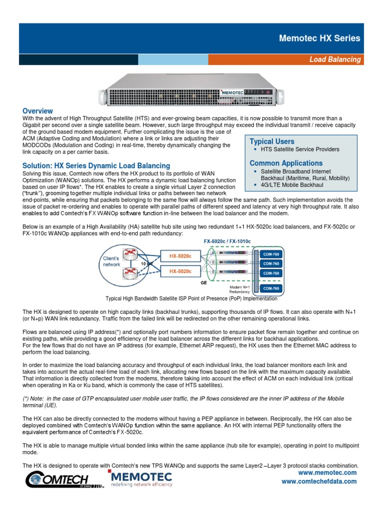 Comtech/EFData Memotec HX Series Datasheet | PDF | Load Balancing (Computing) | Multiprotocol ...