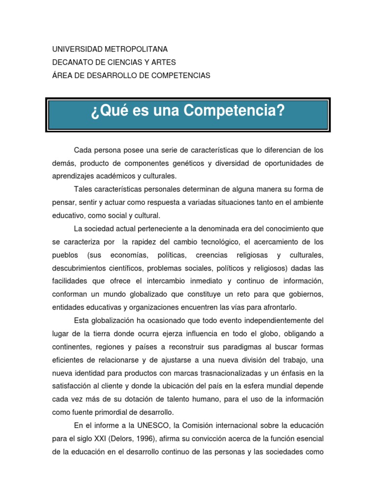 Definición de Competencia | PDF | Aprendizaje | Conocimiento