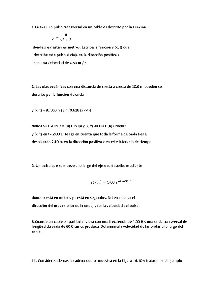 Fisica Ejercicos | PDF | Olas | Frecuencia