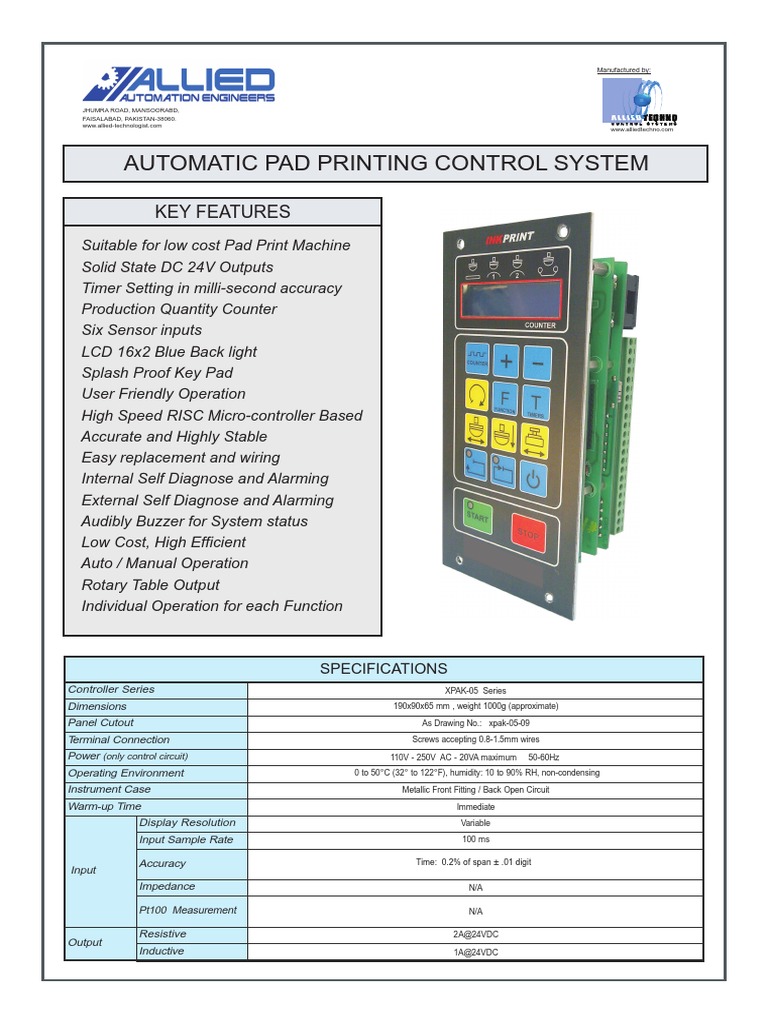 Automatic Pad Printing Control System | PDF