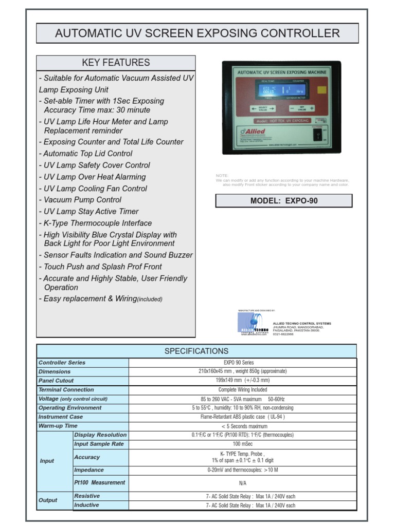 Automatic Uv Screen Exposing Controller | PDF | Thermocouple | Relay