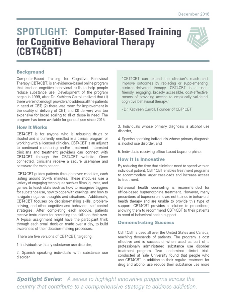 Spotlight:: Computer-Based Training For Cognitive Behavioral Therapy ...