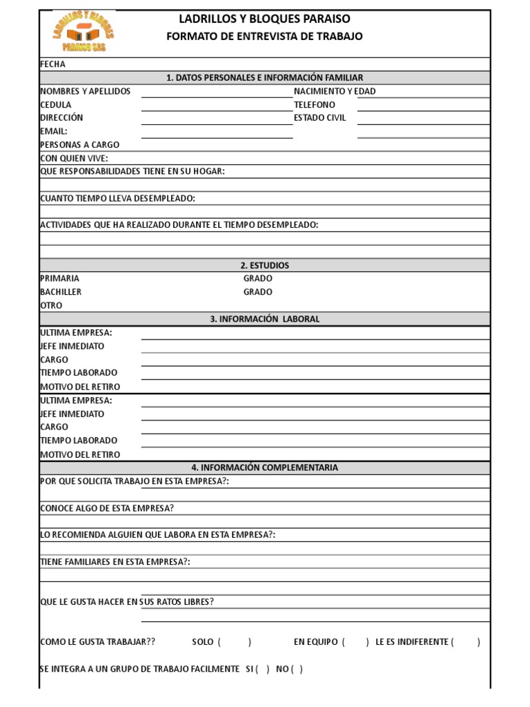 Formato de Entrevista | Psicología