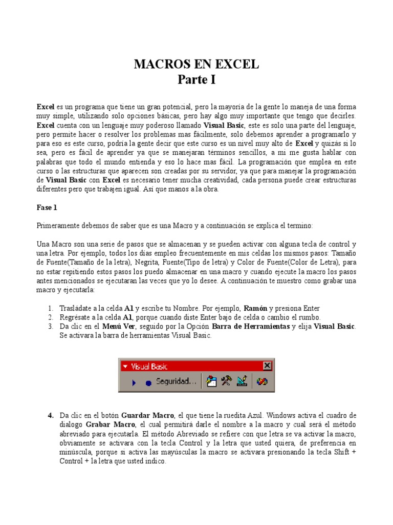 Manual de Macros (1) 1 2 3 4 5 6 para 10 | PDF | Macro (informática) | Microsoft Excel