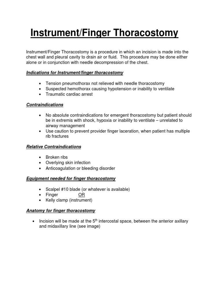 Instrument/Finger Thoracostomy Guide | PDF | Surgical Specialties ...