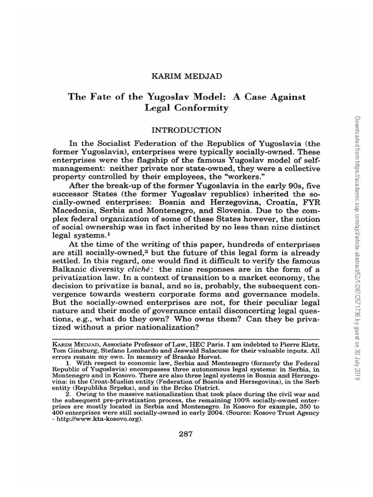 The Fate of The Yugoslav Model | PDF | Socialist Federal Republic Of ...