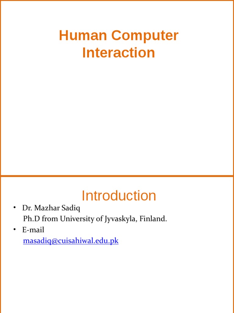 HCI Lecture 1 | PDF | Human–Computer Interaction | Usability