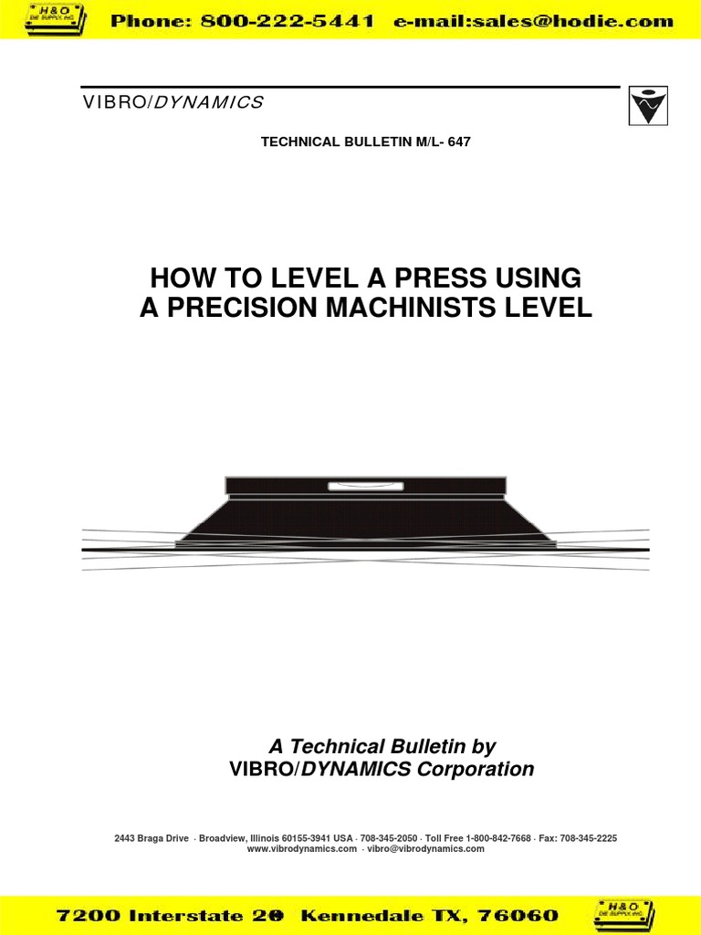 How To Level A Press Using A Precision Machinists Level: Dynamics | PDF ...