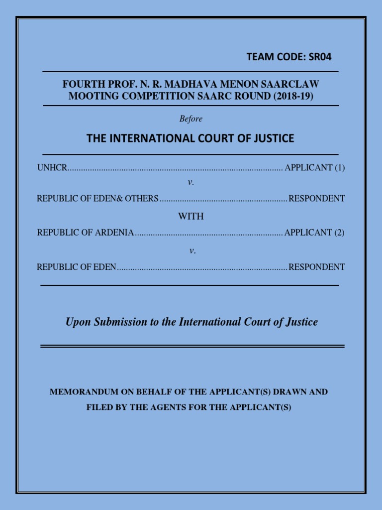 ICJ Memorial: Refugee Rights and Jurisdiction | PDF | International Law ...