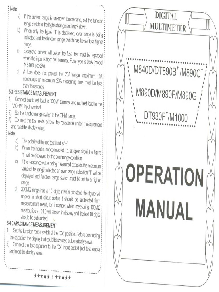 ESquematico Multitester Digital M840D - M890D - M890G - DT930F - M1000 ...