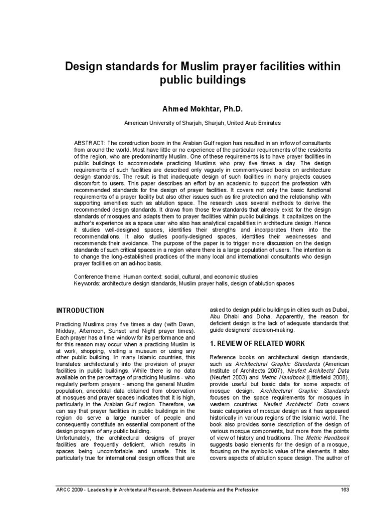 Design Standards For Muslim Prayer Facilities Within Public Buildings ...