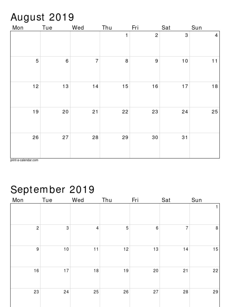Monthly Calendar Overview 2019-2020 | PDF