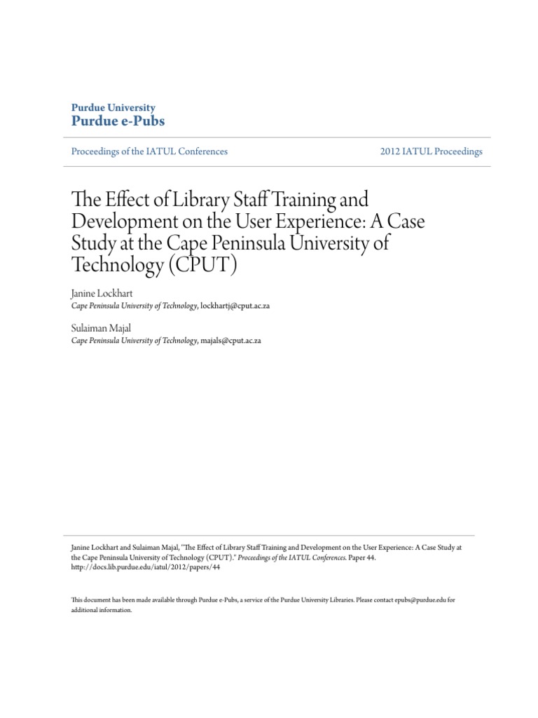 Library Staff Training Impact Study | PDF | Librarian | Information ...